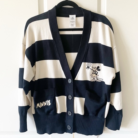 Disney | Sweaters | Disney Retro Minnie Mouse Black Cream Striped ...
